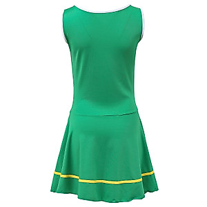 Women's Musical Uniform Fancy Dress Cheerleader Costume Outfit (Green)