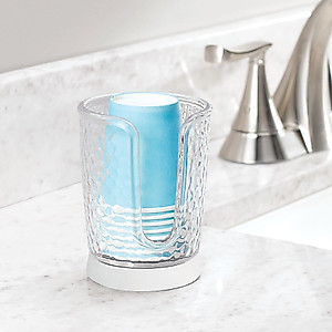 mDesign Plastic/Steel Compact Small Disposable Paper Cup Dispenser Storage Holder for Rinsing Cups on Bathroom Vanity Countertops - Rain Collection - Clear/White