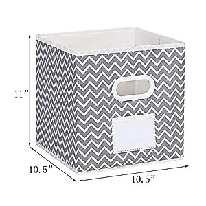 MAX Houser Fabric Cloth Storage Bins,Foldable Storage Cubes Organizer Baskets with Dual Handles for Home Bedroom Storage,Set of 6 (Grey)
