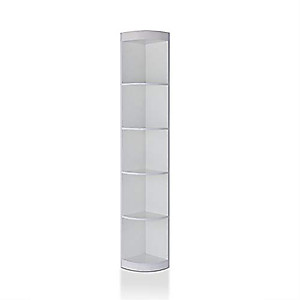 Furniture of America Maleena Contemporary Wood 5-Shelf Corner Bookcase in White