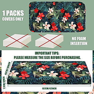 SmoothNovelty Hawaiian Outdoor Patio Bench Cushion Cover, No Insert, Palms Cushion Cover Replacement with Zipper Waterproof Loveseat Cushion Covers for Swing Sofa Chair Furniture(42 x 18 x 3 Inch)