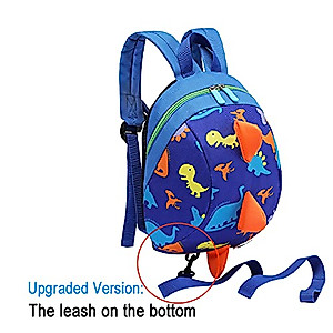 DB Dinosaur Toddler mini backpack with leash,children Kids baby harness bookbag (Deep Blue)