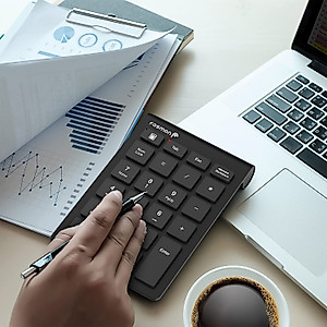 Fosmon 22 Key Numeric Keypad, Wireless USB Adapter 2.4GHz Numpad, Ten Keys Shortcut Function & Hotkey, Up to 33FT Device Distance, Compatible with USB Port Laptop, PC, Desktop, Surface Pro, Notebook
