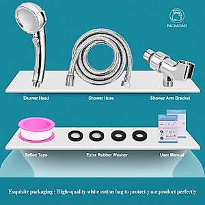 High Pressure Handheld Shower Head with ON/OFF Pause Switch,3 Spray Modes Water Saving Detachable Shower Head with Adjustable Holder and Long Hose,Perfect For Pet Washing&Baby Bath