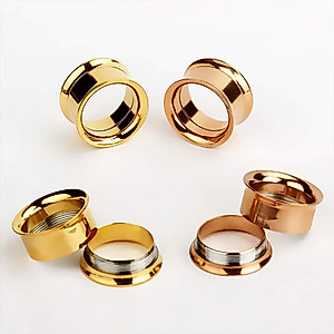 TBOSEN Set of 12 pcs Stainless Steel Ear Plugs Large Double Flare Alloy Gauges Stretching Screw Fit Tunnels Gauge 2g - 1 inch