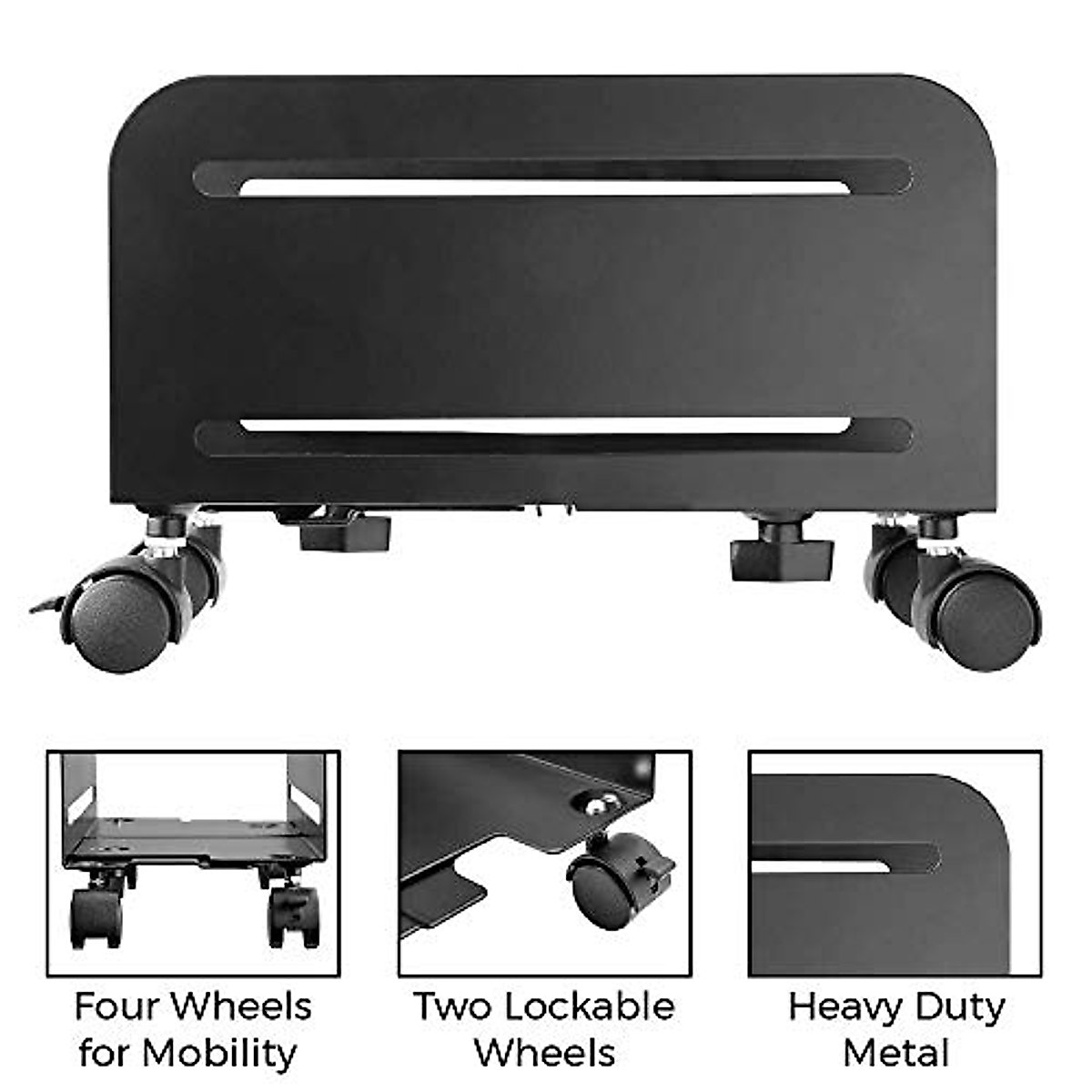 HumanCentric PC Stand – Computer Tower and CPU Stand Cart | Adjustable and Mobile PC Holder with Wheels