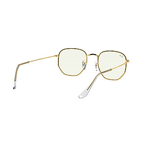 Ray-Ban Rb3548 Hexagonal Glasses, Legend Gold/Clear Blue Light Filtering, 48 mm