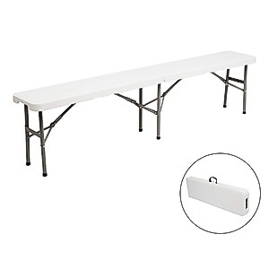 Generic 6FT Outdoor Courtyard Foldable Bench for Folding Table Portable (72.05 x 11.02 x 17.13) (L x W x H), White