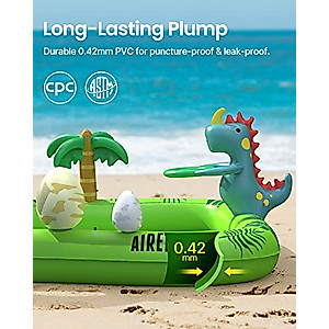 Inflatable Kids Pool, Airefina Dino Planet Inflatable Play Center Kiddie Pool with Water Slide, Ultra Thick 97"x76"x41" Toddle Pool with Play Ball Hoop, for Backyard, Garden, Water Park, Ages 3+