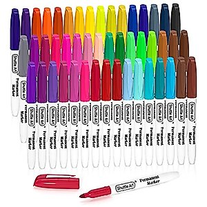 48 Colors Permanent Markers, Fine Point, Assorted Colors, Works on Plastic,Wood,Stone,Metal and Glass for Doodling, Coloring, Marking by Shuttle Art