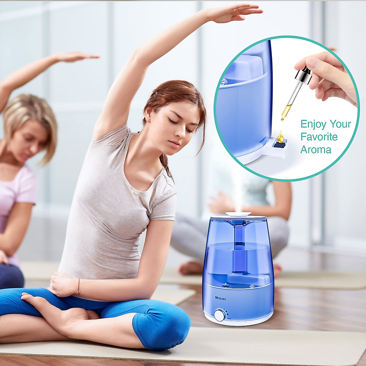 Hincoo Cool Mist Humidifiers for Large Room (4L), Top Fill Ultrasonic Humidifiers for Bedroom Quiet with Essential Oil Diffuser, Plant Humidifiers with Featured Extension Tube, Auto-Shut Off