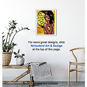 African American Woman Black Art - She Remembered Who She Was And The Game Changed Inspirational Wall Decor - Positive Quotes - Encouragement Gifts for Women - Motivational Posters - Uplifting Gifts
