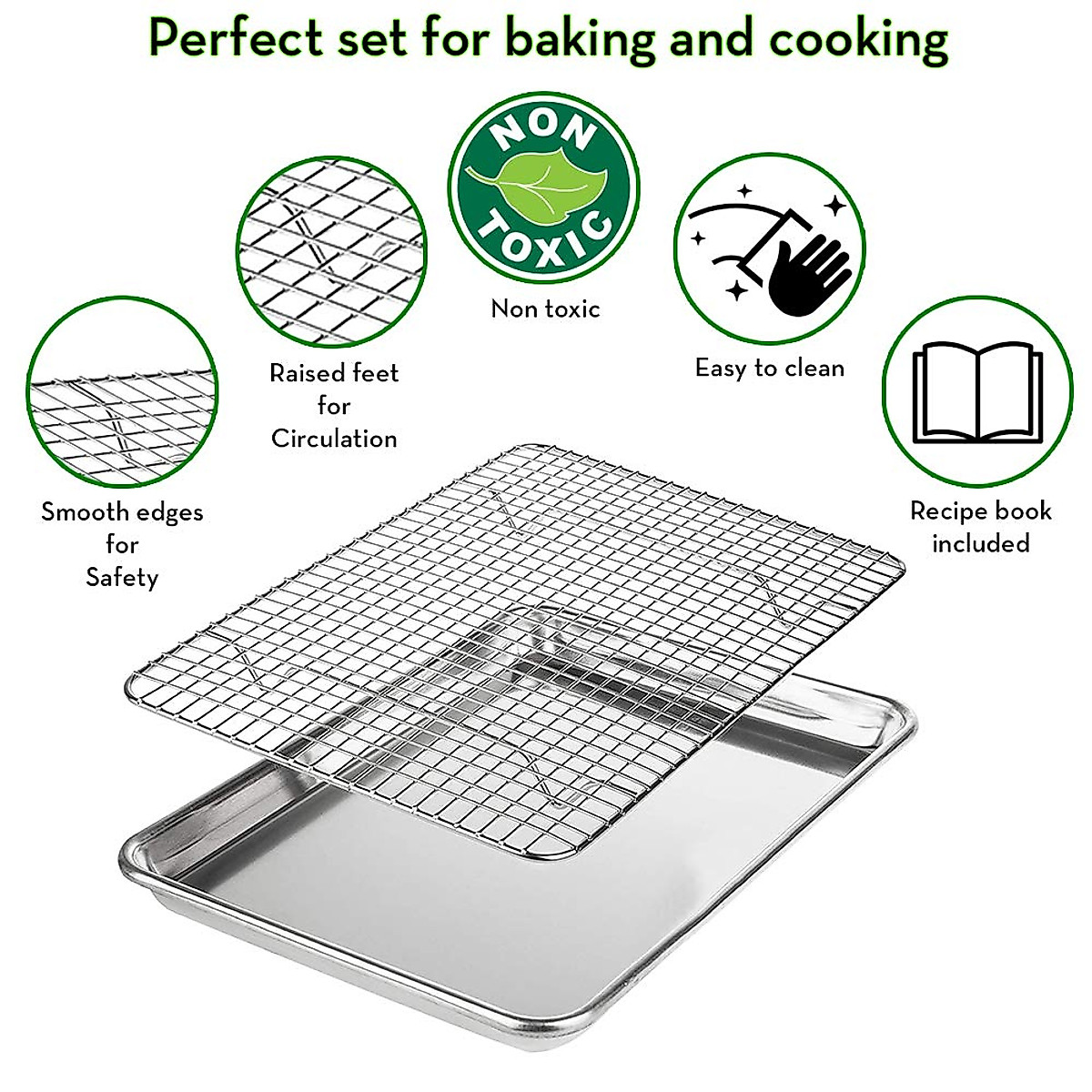 Baking Sheet With Rack - Simple And Easy To Use Baking Rack For Oven Cooking - High Grade Aluminum Baking Sheet With Wire Rack Set