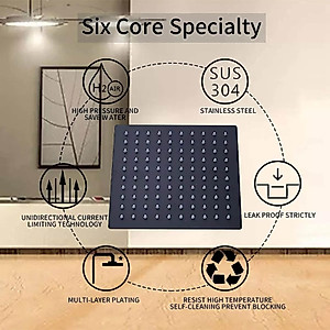 Topyond Bathtub Faucet Set,Shower System,Rain Shower Kit Square Single Handle in Wall Waterfall Shower Head Kit for Bathroom Home Black