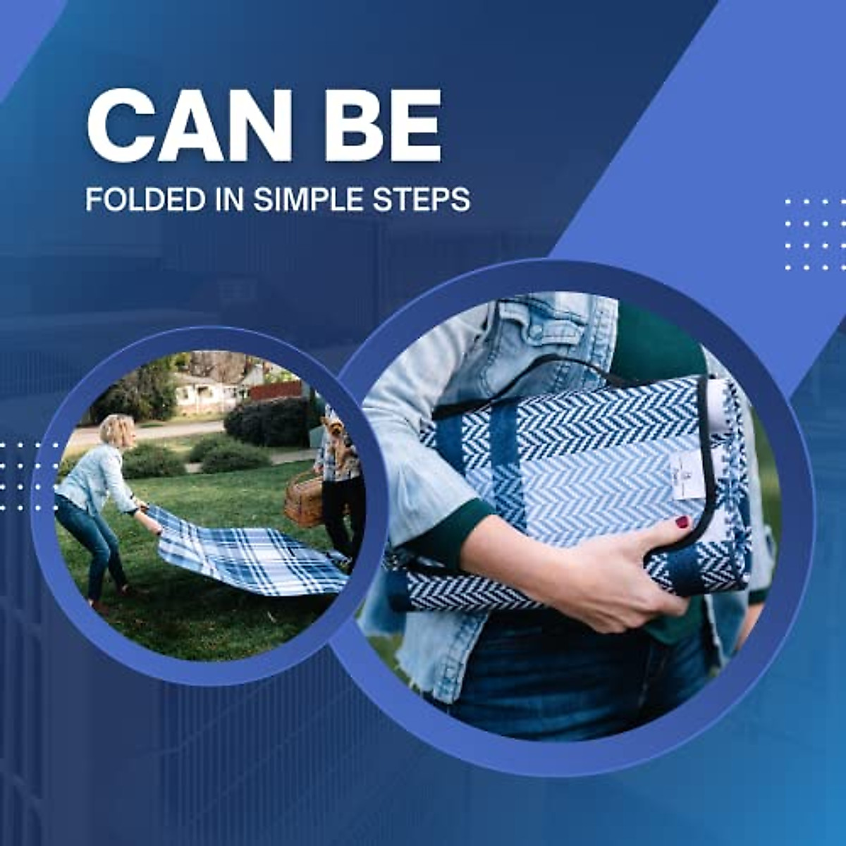 Picnic Blankets w/Stakes - Waterproof Camping Blankets - Foldable Compact Beach Blankets - Travel Picnic Blanket w/Polar Fleece & Peva - Portable Camping Gear - Perfect for Backyard, Park & More