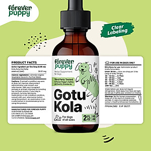Gotu Kola for Dogs - Supplement for Dog Brain Health - Calming Dog Vitamins w/Centella Asiatica - Brain Support Dog Essentials w/Gotu Kola - Herbal Dog Vitamins and Supplements Liquid - 2 oz