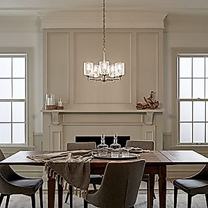 Kichler Winslow 19.75" Chandelier in Brushed Nickel, 5-Light Chandelier for Dining Room, Living Room, or Bedroom, Clear Seeded Glass, (19.75" W x 16" H), 44030NI
