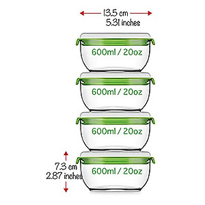 FOSA Vacuum Seal Food Storage System Reusable Small Containers, 4 pack, 20oz with size 2.87 x 5.31inch (Vacuum Pump not Included)