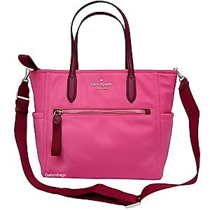 Kate Spade Chelsea Medium Top Zip Satchel Crossbody Nylon Pink Dahli Multi