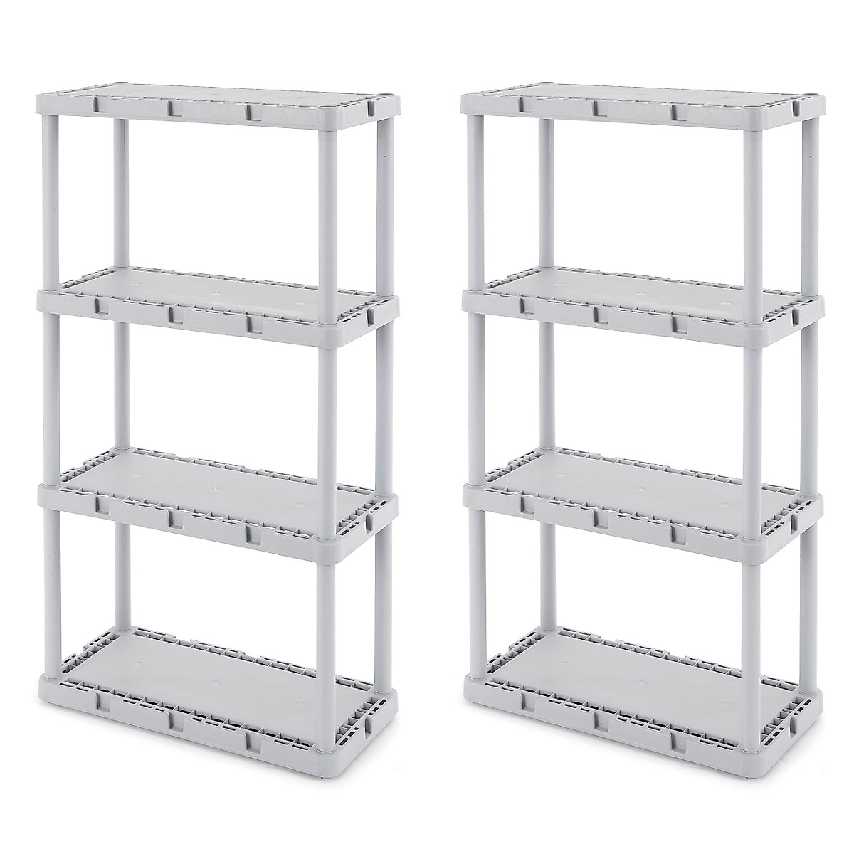 Gracious Living Knect-A-Shelf Fixed Height 4 Tier Storage System Unit Light Duty for Home, Garage, and Laundry Room, 24 x 12 x 48, Gray (2 Pack)