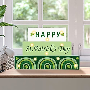 St Patricks Day Decorations, LED St Patricks Wood Block Sign, St Patrick Rustic Letters, Farmhouse Home Table Centerpiece Decor,St Patricks Day decor Tiered Tray, Tables, Mantel Decor,St Patricks Day Gift