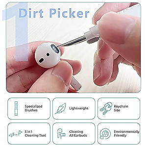Cleaner Kit for Airpods, 5 in 1 Earbuds Cleaning Tool, Multi-Function Airpods Cleaning Pen for Airpods Pro with Plush Cloth for Earbuds,Earphone,iPod,iPhone,iPad Cleaning Tools