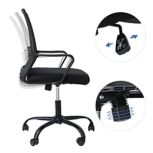 MNHW Black Durable Mesh Back Office Chair Computer Desk Ergonomic Executive Stools FilinyDF Gaming Chair Office Chair Desk Chair Computer Chair Home Office Desk Chairs Gamer Chair Office Chairs