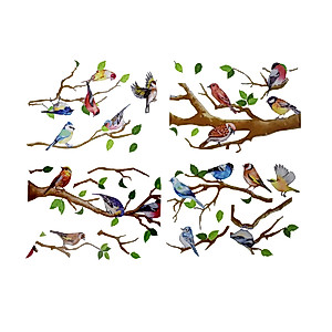 Maydahui Little Birds on Tree Branches Wall Decal Vinyl Wall Sticker (34 x 34 Inch) Removable Peel and Stick Art Murals Decor for Bedroom Offices Classroom Living Room Background