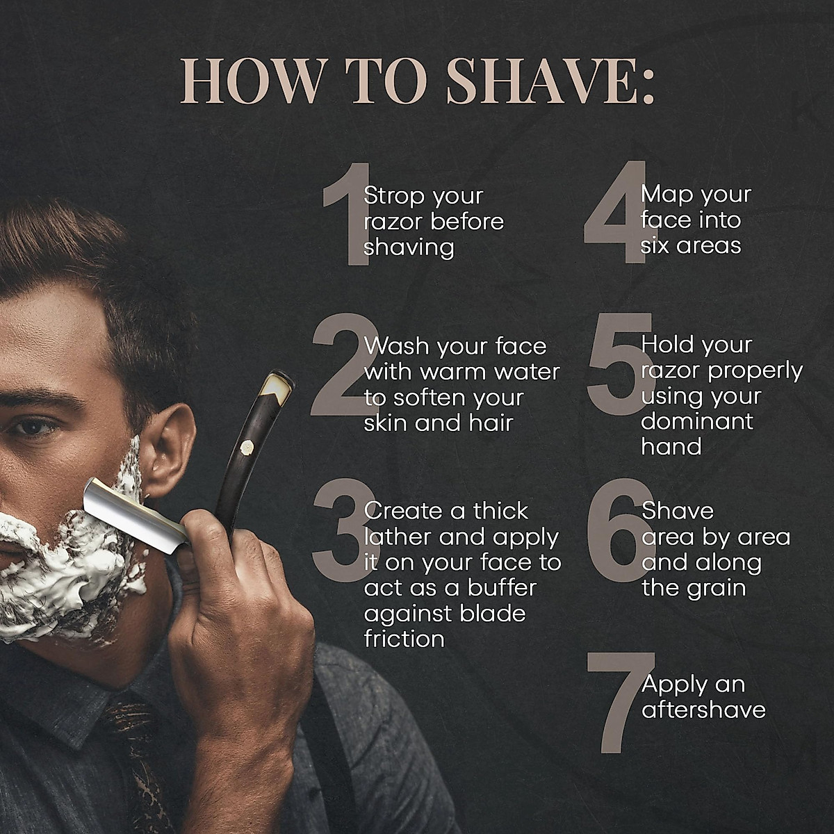 Gold Straight Razor Kit - Shave Ready Straight Razor, Stainless Steel Straight Edge Razor, Ebony Straight Razor For Men, Brush, Soap, Strop, Complete Gold Straight Razor Shaving Kit, Great Gift