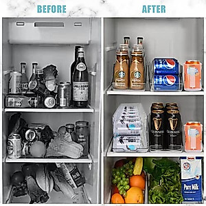 SCAVATA 2 Pack Soda Can Organizer for Refrigerator, 12 Can Fridge Organizer Canned Food Pop Cans Container Can Holder Dispenser for Fridge Pantry Rack Freezer, Clear Plastic Storage Bins