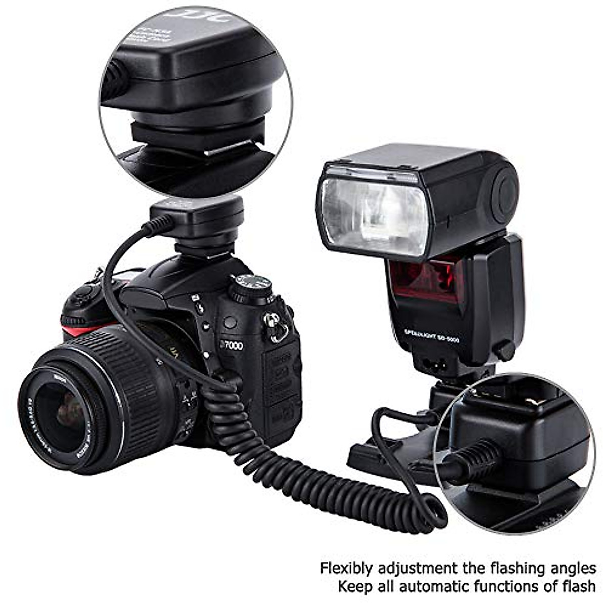 Flash TTL Cord JJC Off-Camera Flash Hot Shoe Cord for Nikon Z5 Z6 Z6II Z7 Z7II D6 D5 D780 D850 D810 D750 D500 D7500 D7200 D5600 D5500 D5300 D3500 D3400 Replaces Nikon SC-28 Cord -1.3m