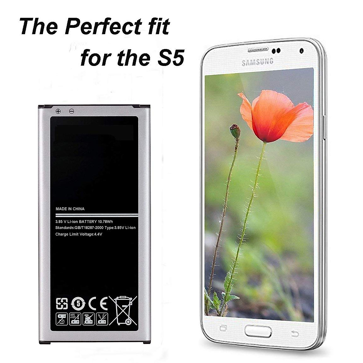 Galaxy S5 Battery, Cleantt 2800mAh Li-ion Replacement Battery for Samsung Galaxy S5 [ I9600, G900F, G900V (Verizon), G900T (T-Mobile), G900A (AT&T),G900P(Sprint)]