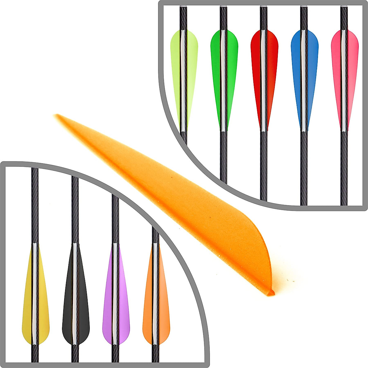 Letszhu Arrows Vanes 4 Inch Plastic Feather Fletching for DIY Archery Arrows 50 Pack (Orange)