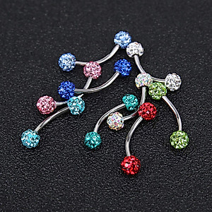 ZS 16 Gauge Eyebrow Rings Curved Barbell 4mm Tiny Crystal Ball Belly Button Rings Nipple Rings Tongue Piercings
