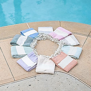 Turkish Beach Towel 100% Cotton Peshtemal Travel Camping Bath Sauna Beach Gym Pool Blanket Gift Quick Dry Sand Free Beach Towel - Blue