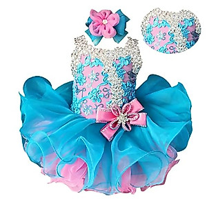 Jenniferwu G037BP Infant Toddler Baby Newborn Little Girl's Pageant Party Birthday Dress Blue Pink Size 18-24M