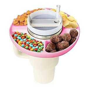 Stanley snack tray, Snack Container for Stanley Tumbler 40 oz, 4 Compartment Reusable Snack Platters for Stanley Quencher Adventure (Pink)