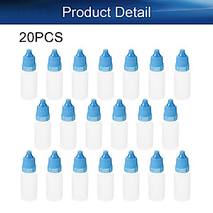 Bettomshin 20Pcs 10ml PE Plastic Dropping Bottles, Thin Mouth Vial of Squeezable Liquid Eye Liquid Dropper, Liquid Sample Seal Storage Bottle with Blue Cap