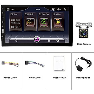 Single Din Car Stereo Apple Carplay Android Auto, Rimoody 1 Din 9 Inch Touchscreen Car Radio with Bluetooth FM AM Radio iOS/Android Mirror Link TF/USB/AUX Input Car Multimedia Player + Backup Camera