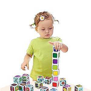 ABC Building Blocks for Toddlers 1-3,28pcs Plastic Baby Alphabet Letters Number Stacking Blocks, Preschool Learning Educational Montessori Sensory Toys Gifts for Kids Girls Boys