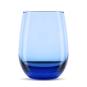 Libbey Classic Blue All-Purpose Stemless Wine Glasses, 15.25-ounce, Set of 6