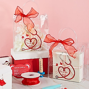 Thenshop 24 Pcs Nurse Gift Bags 7.8x7.8x3.15 in PVC Clear Gift Bags with Handles CNA Week Gifts Bulk 2024 Nurse Gift Bag Wedding Gifts Appreciation Gifts for Doctors Healthcare Hospital Worker Party