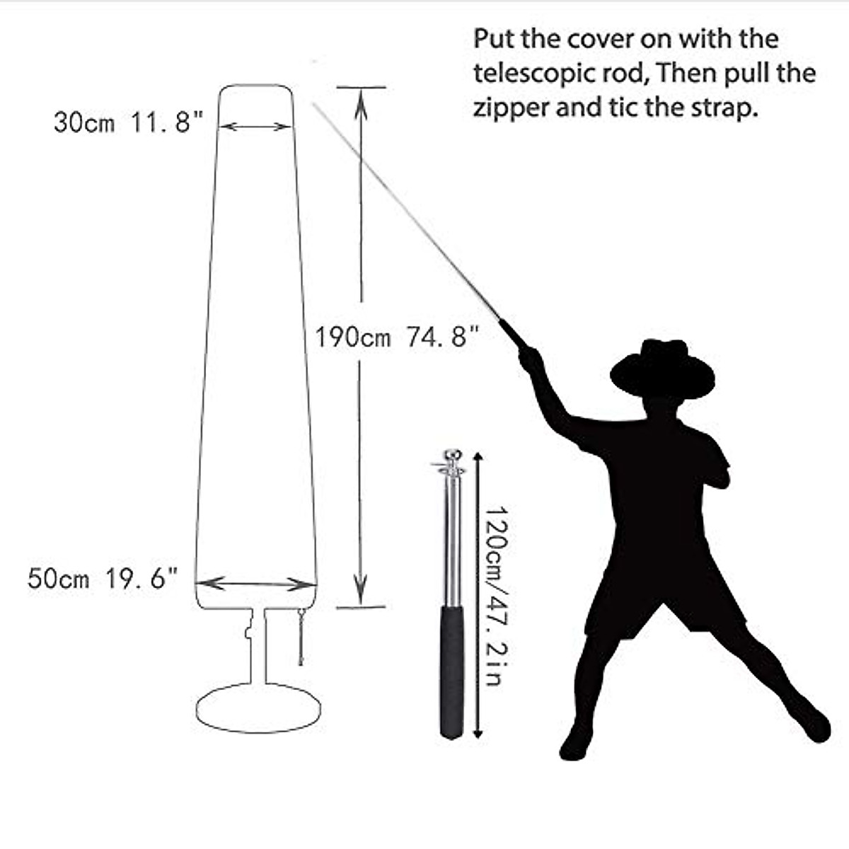 Umbrella Cover, Windproof, UV Resistant Market Parasol Covers 7ft to 11ft Waterproof Outdoor Patio Umbrella Cover