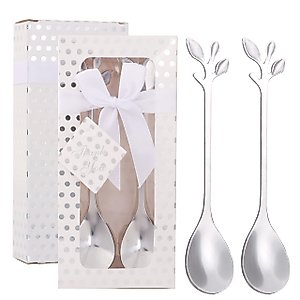 Set of 24 Coffee Drinking Spoon Teaspoon Set Wedding Favors Gifts,Coffee Spoon Wedding Gifts for Guests Bridal Shower Souvenirs Party Supplies Baby Shower Party Giveaways (Silver, 24)