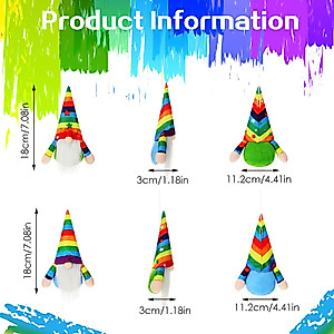 Skylety 6 Pieces Rainbow Gnome Pride Santa Ornament Plush Decorations Gnomes Santa Elf Table Ornaments Hanging Decorations Home Party Decor