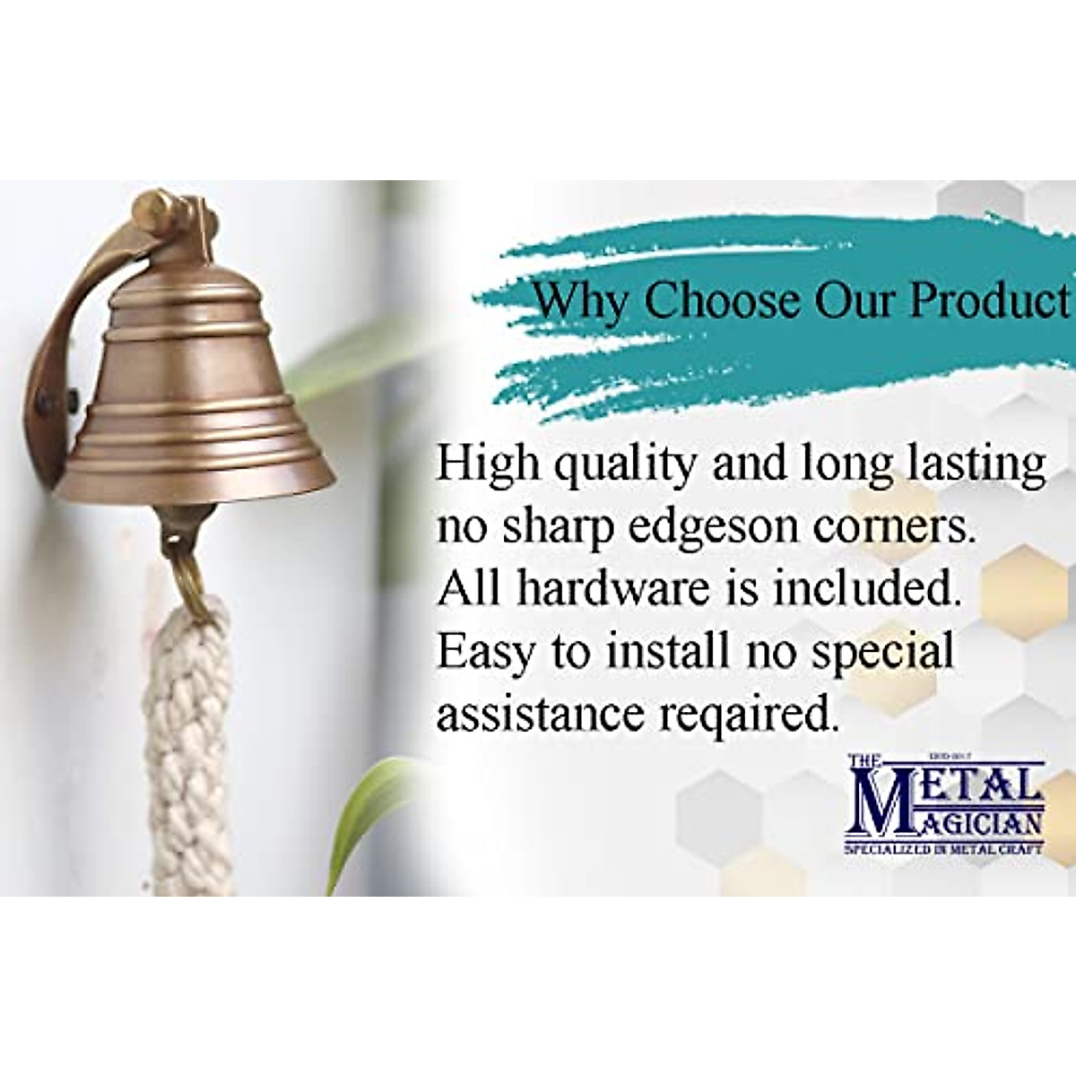 The Metal Magician 2" Antique Brass Bell Quality Marine Wall Mounted Ship Hanging Bell Perfect for Dinner, Indoor, Outdoor, School, Bar, Reception, Last Order & Church