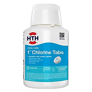 HTH Pool Care 1" Chlorine Tabs, Swimming Pool Chlorinating Sanitizer, Kills Algae and Bacteria, 5 lbs