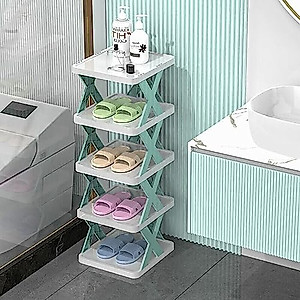 Enthowother Multi-Layer Shoe Rack Storage Organizer, Creative multi-layer shoe rack (Blue,6-layer)
