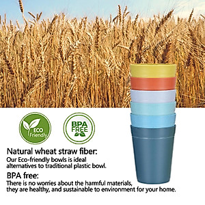 Unbreakable 12 Ounce Wheat Straw Cups, 8 Pieces Stackable Water Drinking Cup, Light Weight Water Tumblers for Soda, Tea, Beer, Iced Coffee, BPA Free Dishwasher Microwave Safe Smoothies Cups