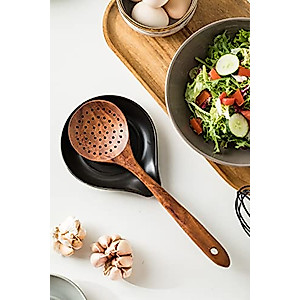 Spoon Rest for Stove Top Cooking Spoon Holder for Kitchen Countertop Large Holder for Spatula, Spoons or Tongs, Framhouse Decor, Housewarming Gifts, Black